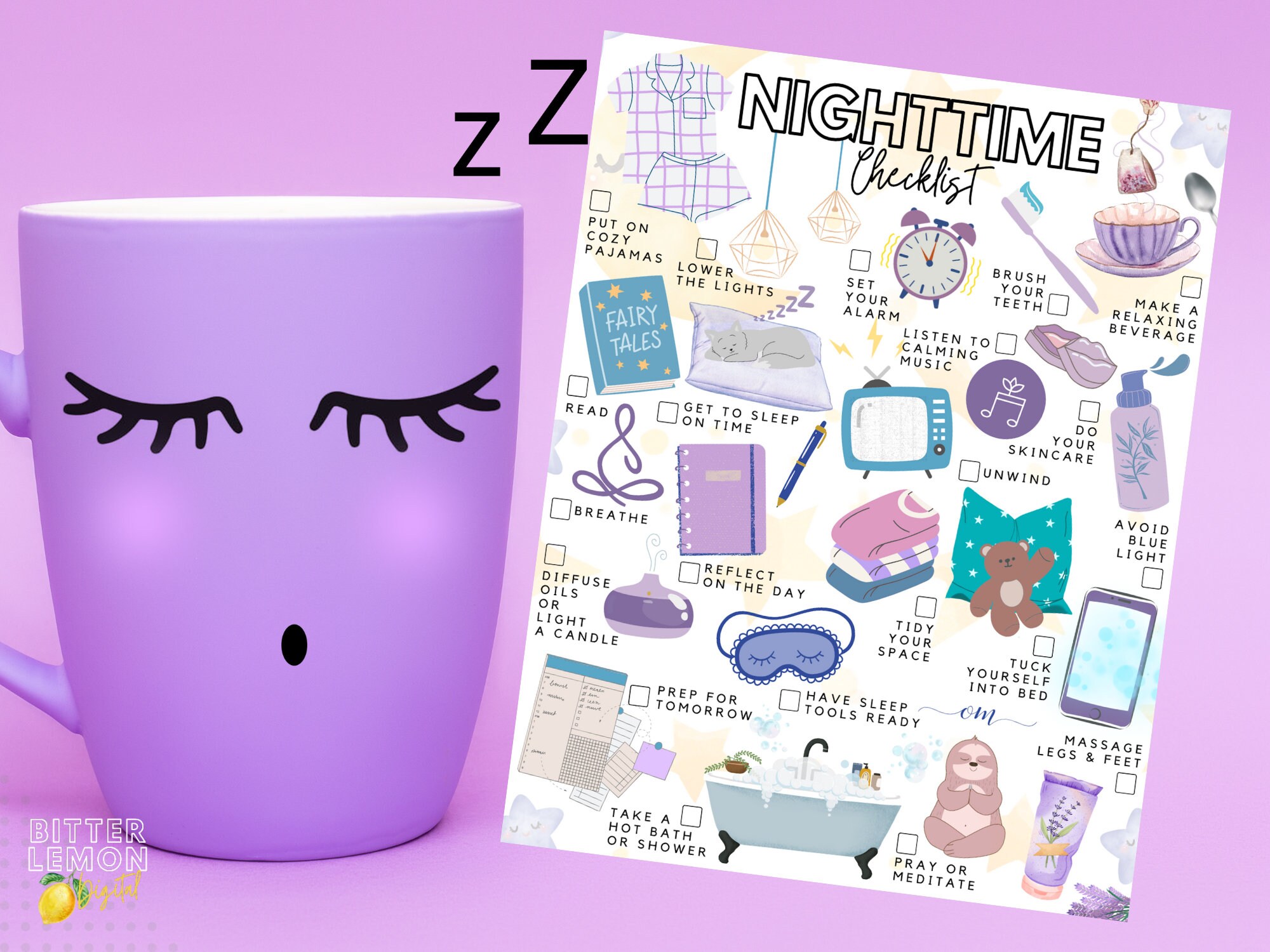 Printable Nighttime Checklist | Bedtime Routine To-do List - Etsy