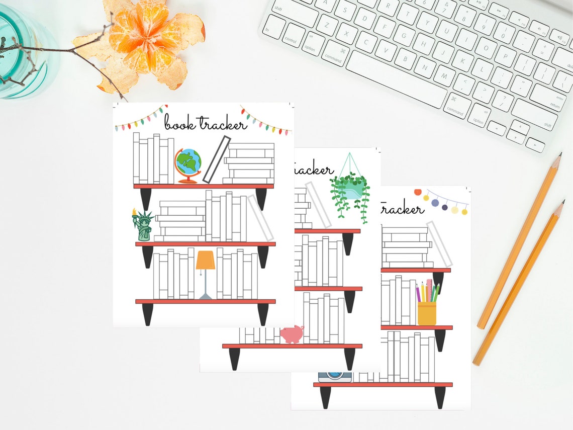 Book Tracker Journal Pages Bookshelf | Etsy