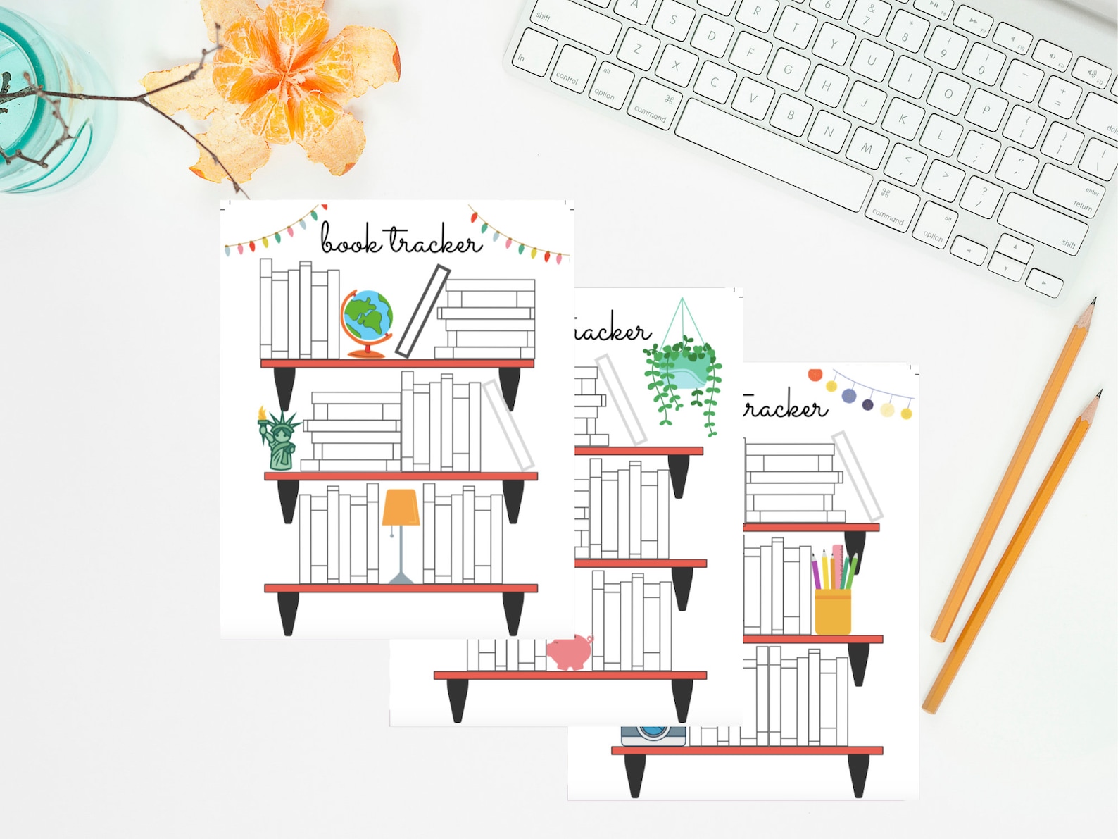 Book Tracker Journal Pages Bookshelf | Etsy