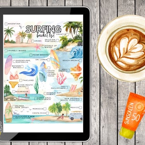 Printable Surfing Bucket List | Surfing Adventure Checklist - Etsy