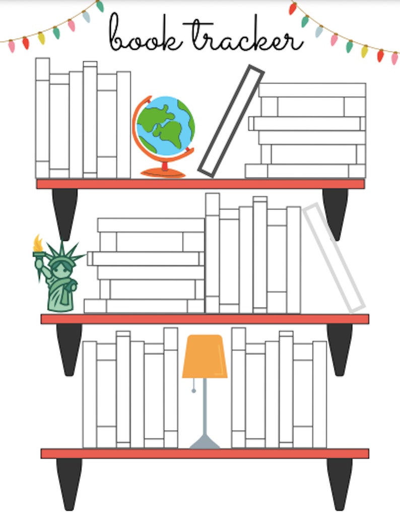 Book Tracker Journal Pages Bookshelf | Etsy