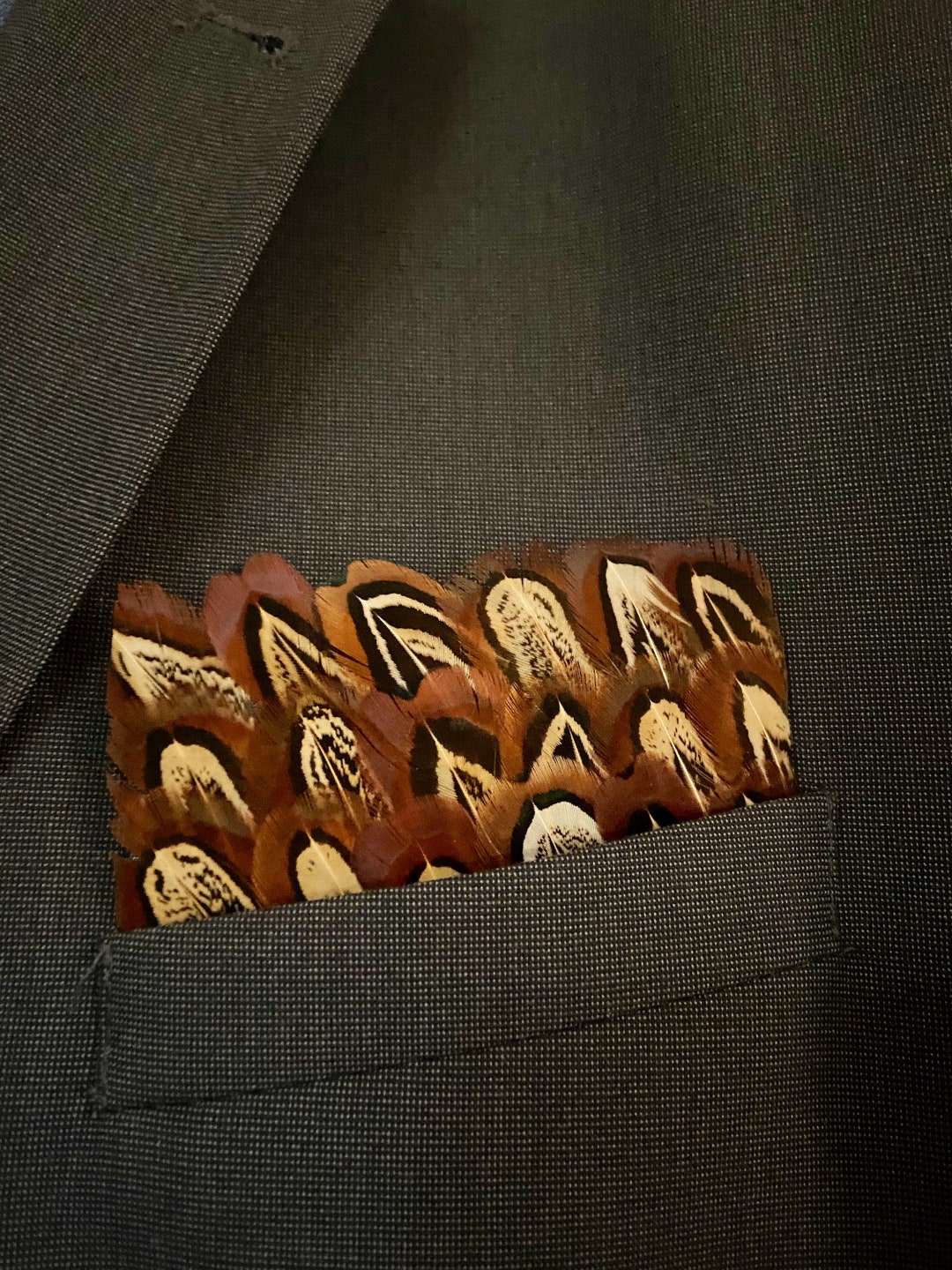 Cock Pheasant Feather Pocket Square Crafted With All-natural Hand ...
