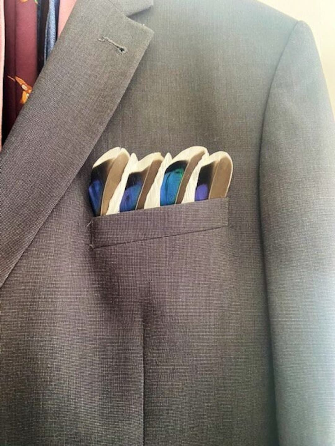 Blue Mallard Duck Feather Pocket Square Crafted With All-natural Hand ...