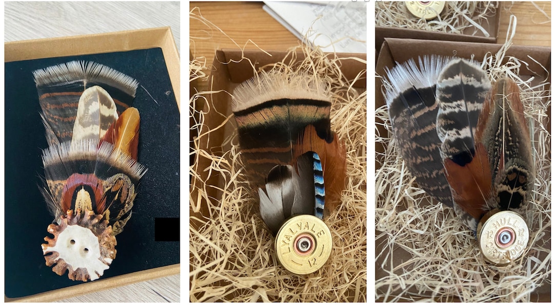 Turkey Feather Brooch in Various Designs, Hat Lapel Pin, Wedding ...