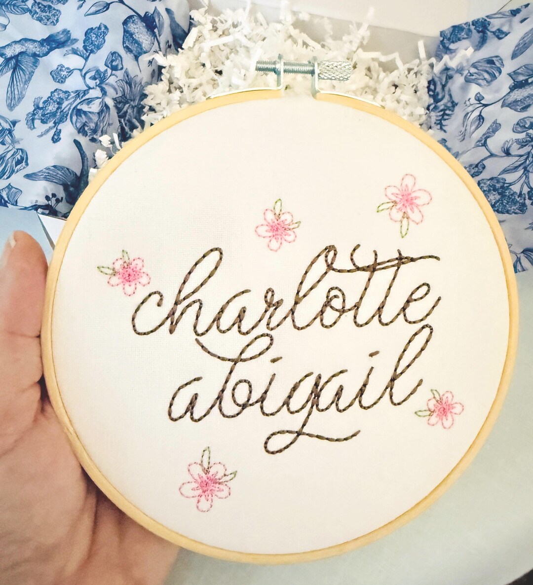 Embroidered Baby Announcement Sign: Custom Baby Name Hoop - Etsy