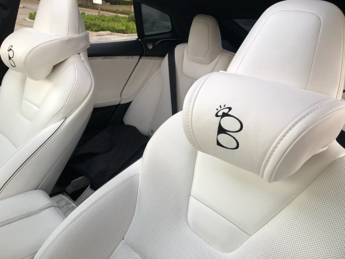 Tesla Custom Neck Headrests YOUR CHOICE Of Custom Embroidery | Etsy