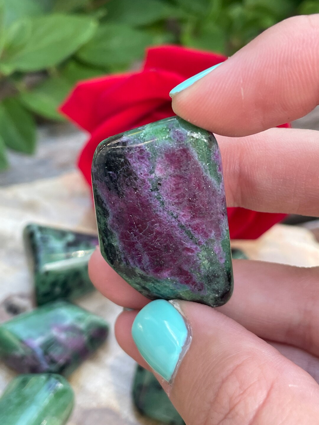 Ruby Zoisite Tumble Ruby Zoisite Crystal Multi Color Crystal Root Chakra Crystal Heart Chakra ...