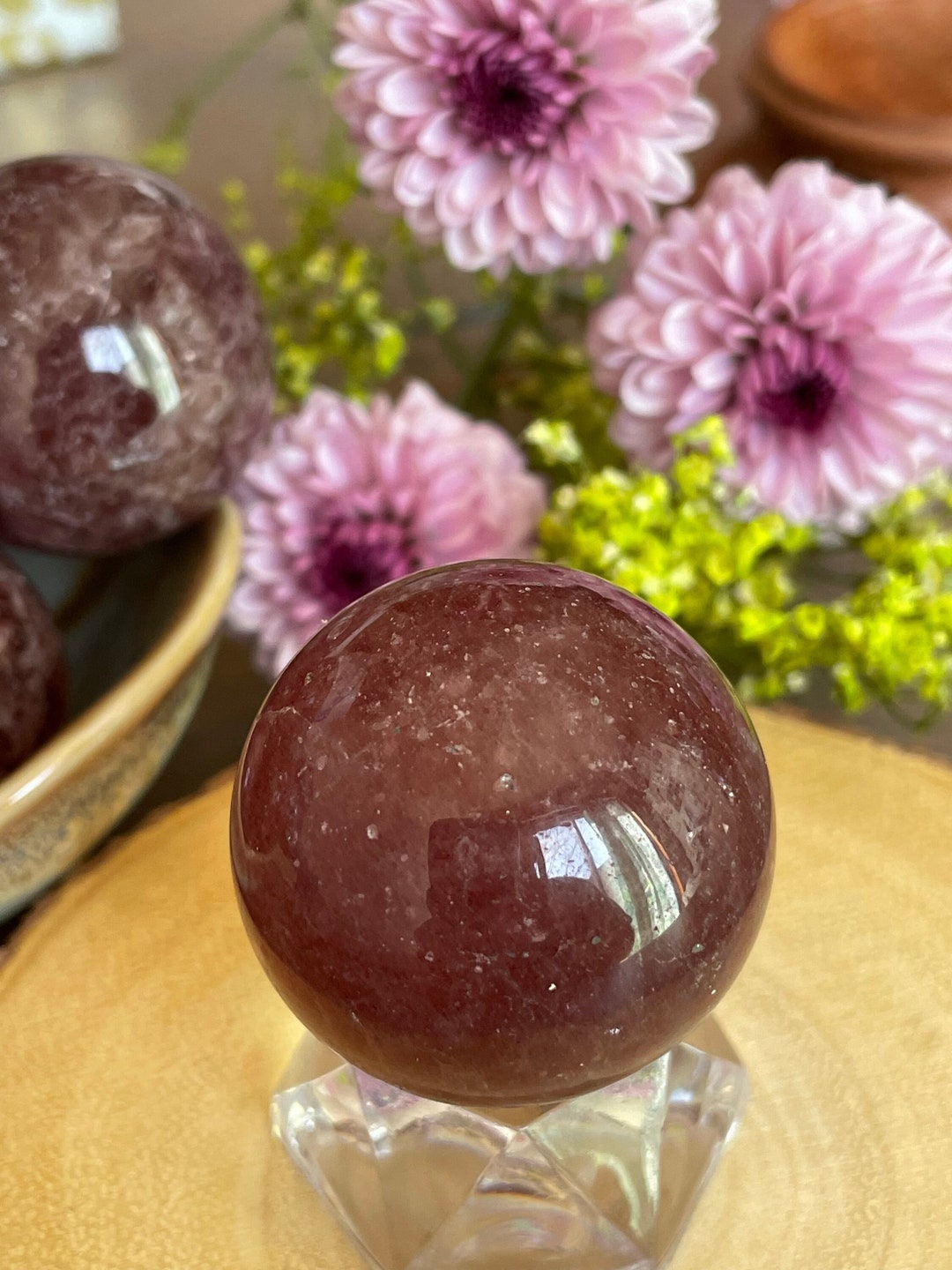 Tanzberry Quartz Sphere Crystal Sphere Strawberry Quartz Lepidolite ...