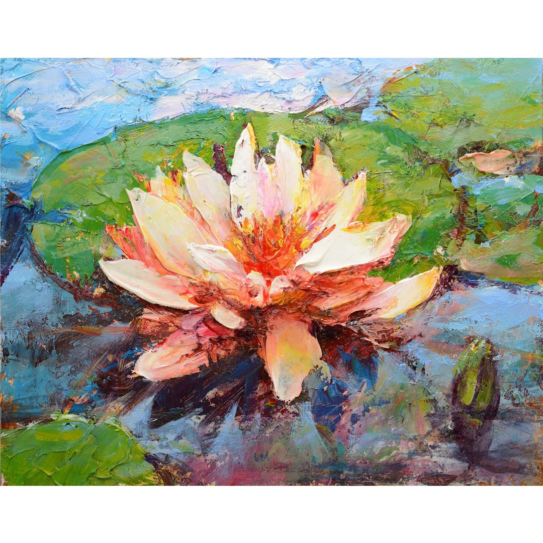 Lily Painting. Impasto Painting. Water Lilies Hand-painted - Etsy