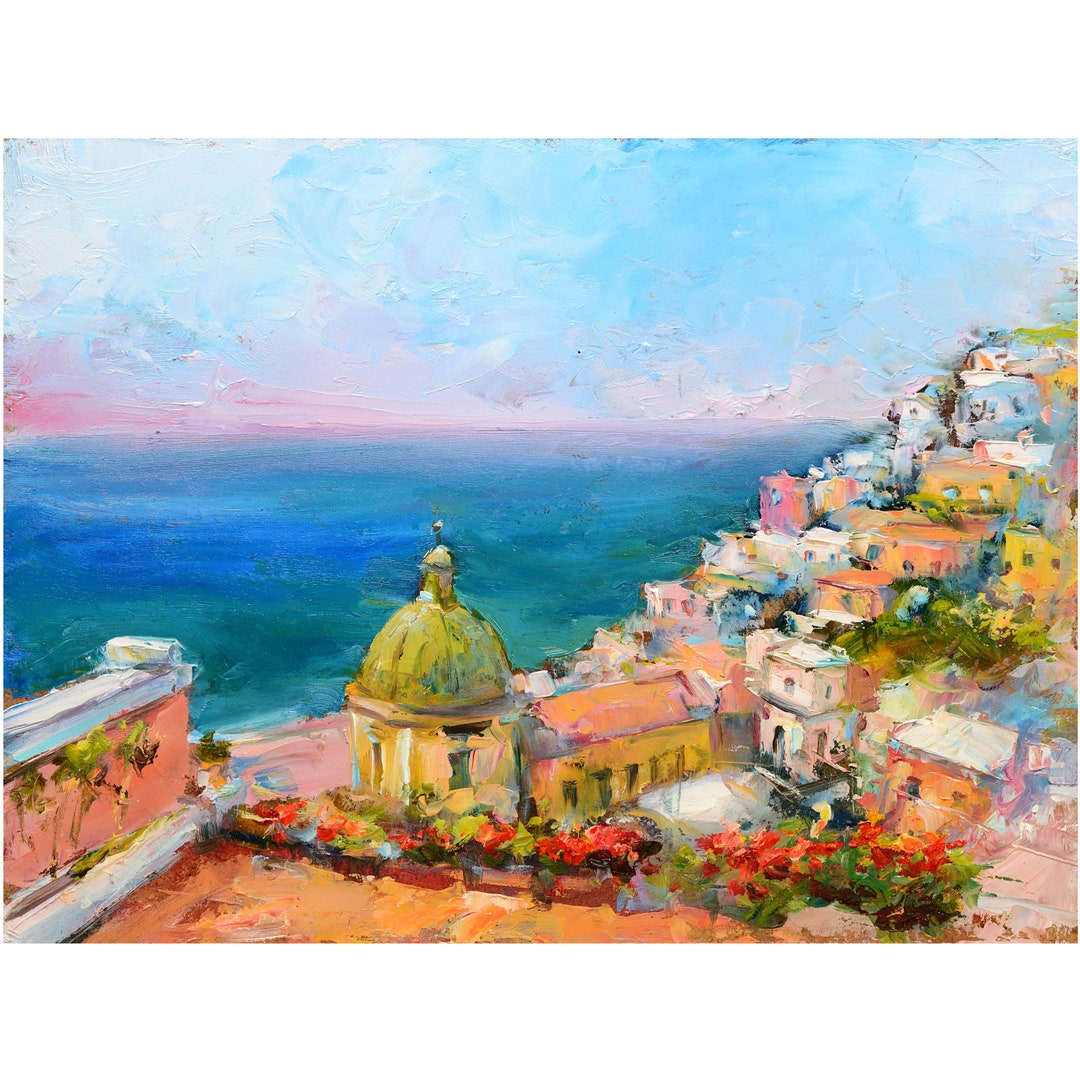 Positano Painting Oil Italian Wall Texture Art Handmade - Etsy