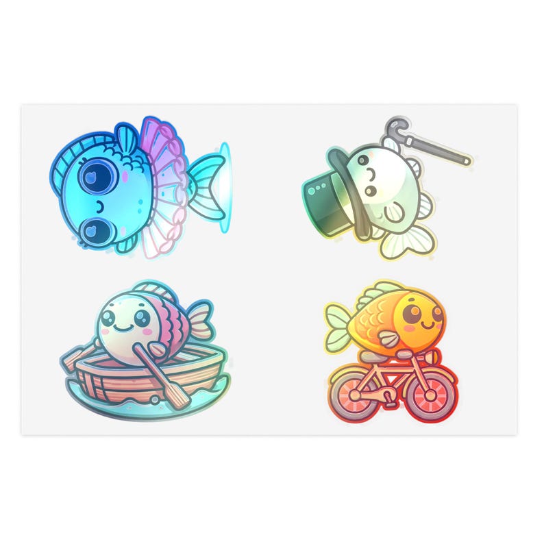 Cartoon Fish Stickers: Playful Character Decals, Water-resistant Vinyl ...