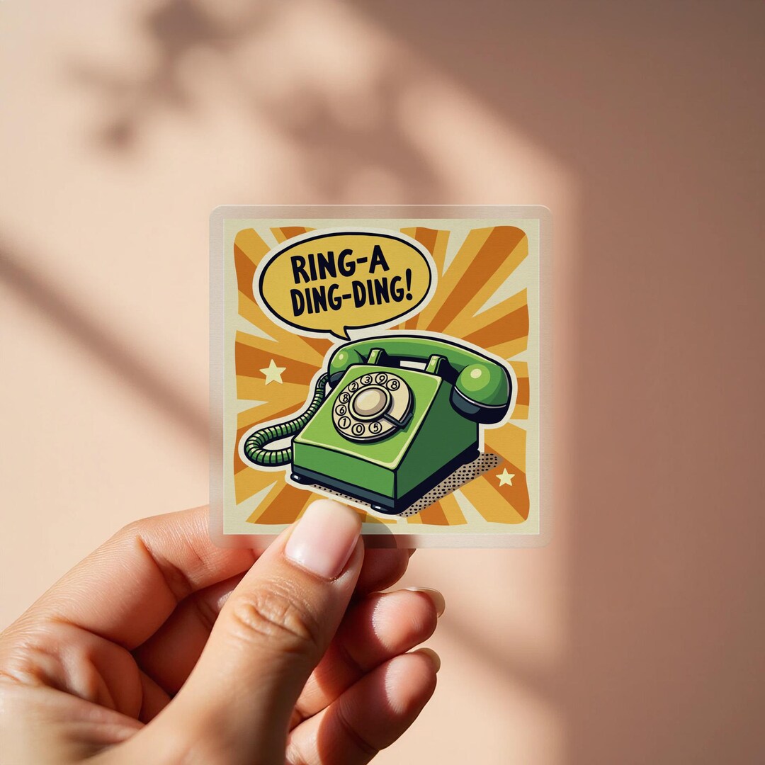 Retro Green Rotary Phone Sticker: Vintage "ring a Ding Ding" Design - Etsy