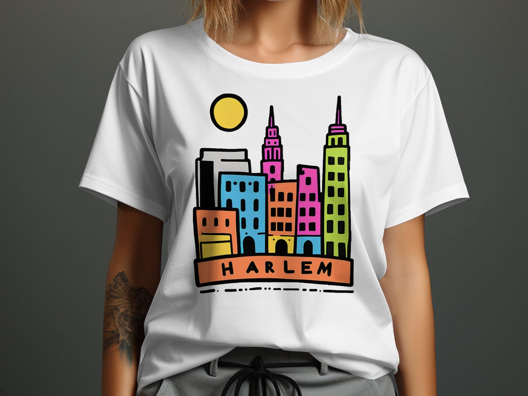 Harlem Skyline T-shirt, Vibrant Cityscape Graphic Tee - Etsy