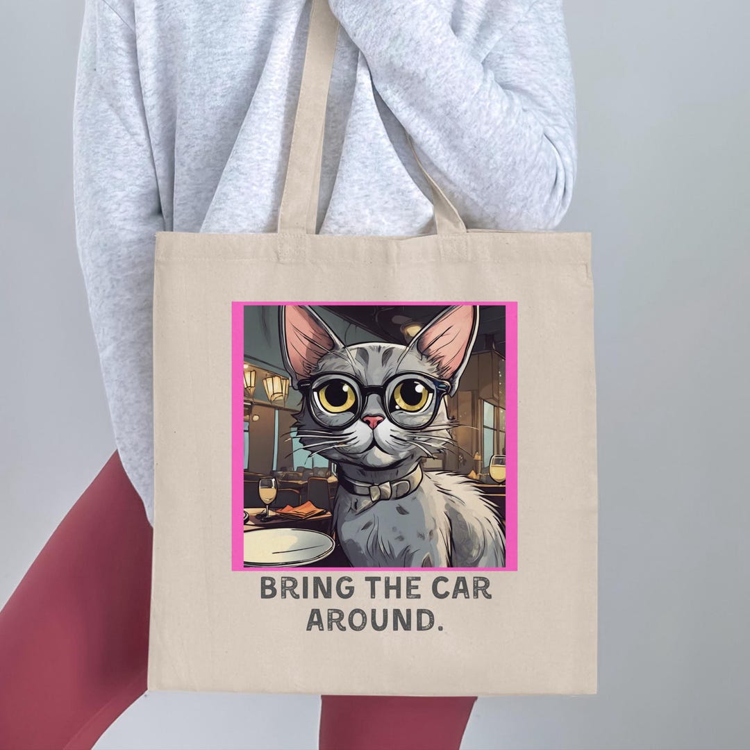 Funny Cat Meme Tote Bag, Cat With Glasses, Pet Lover Gift - Etsy