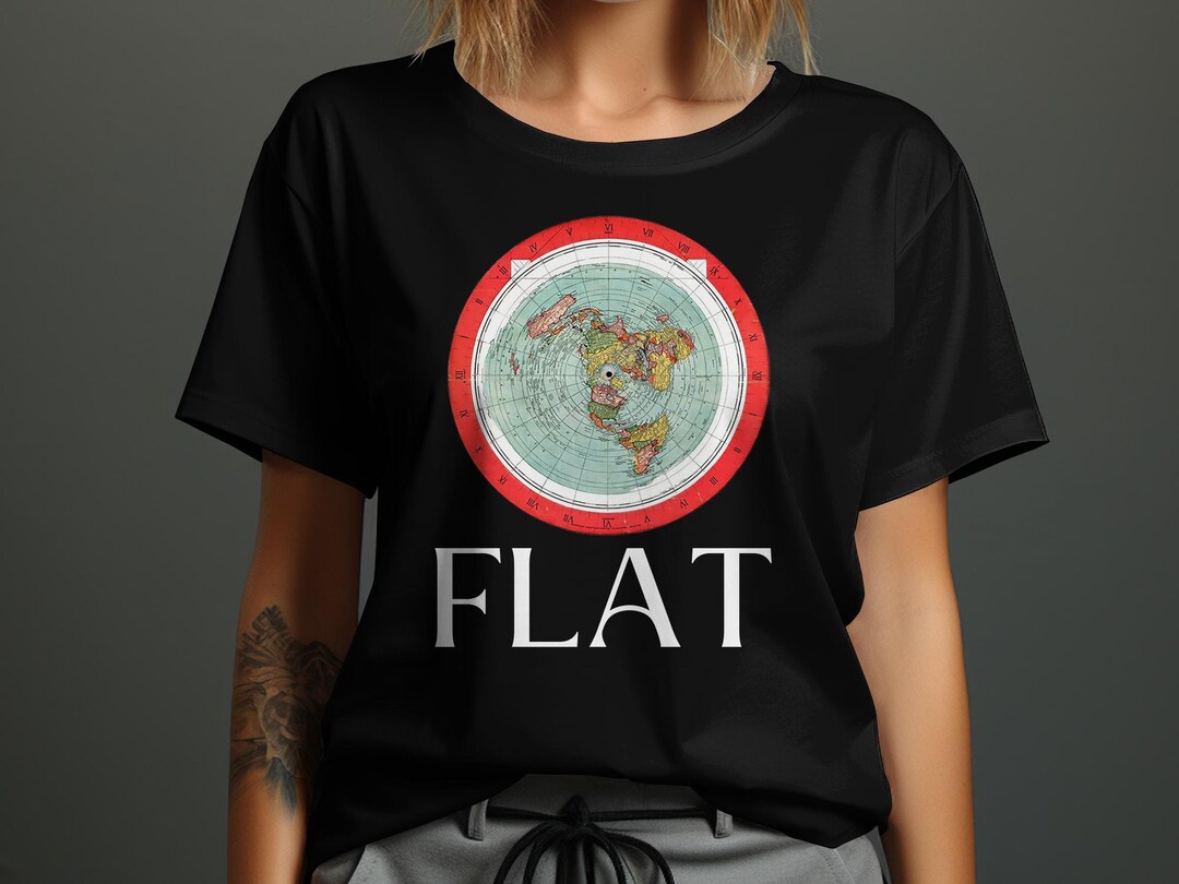 Unique Vintage Flat Earth Map Graphic T-shirt, Flat Earth Society Tee ...
