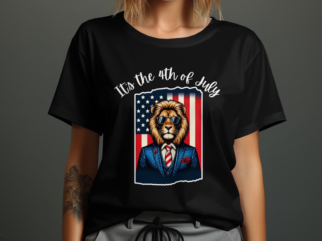 Patriotic Lion T-shirt, American Flag Lion Tee, Cool Lion Graphic Tee ...