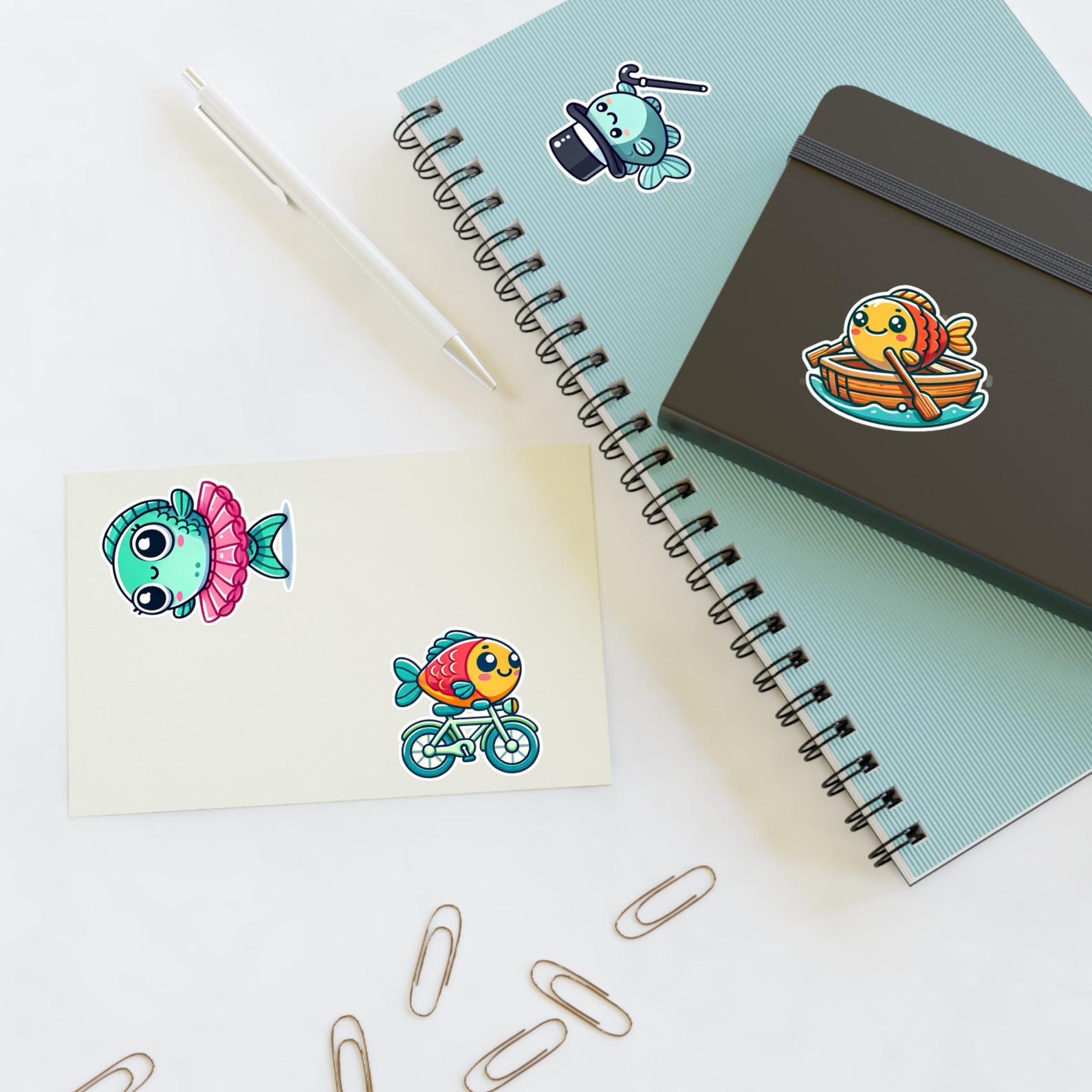 Cartoon Fish Stickers: Playful Character Decals, Water-resistant Vinyl ...