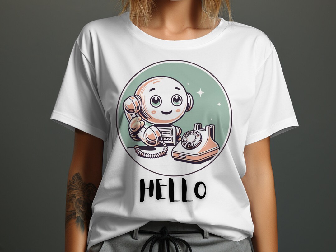 Cute Robot Illustration T-shirt, Hello Goodbye T-shirt, Funny Robot ...