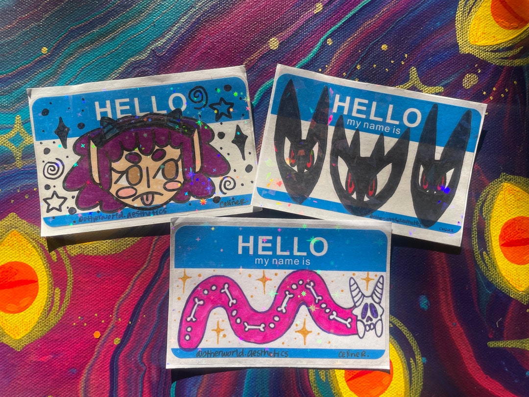 Holographic Hello Sticker Set 1 | Handmade Sticker | Sticker Tagging - Etsy