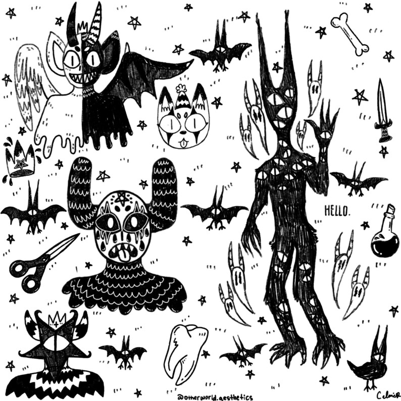 Spooky Doodles | Digital Art Download - Etsy