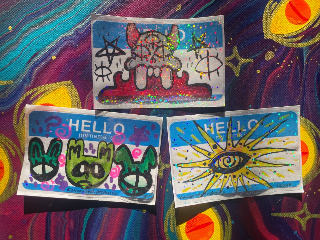Holographic Hello Sticker Set 3 | Handmade Sticker | Sticker Tagging - Etsy