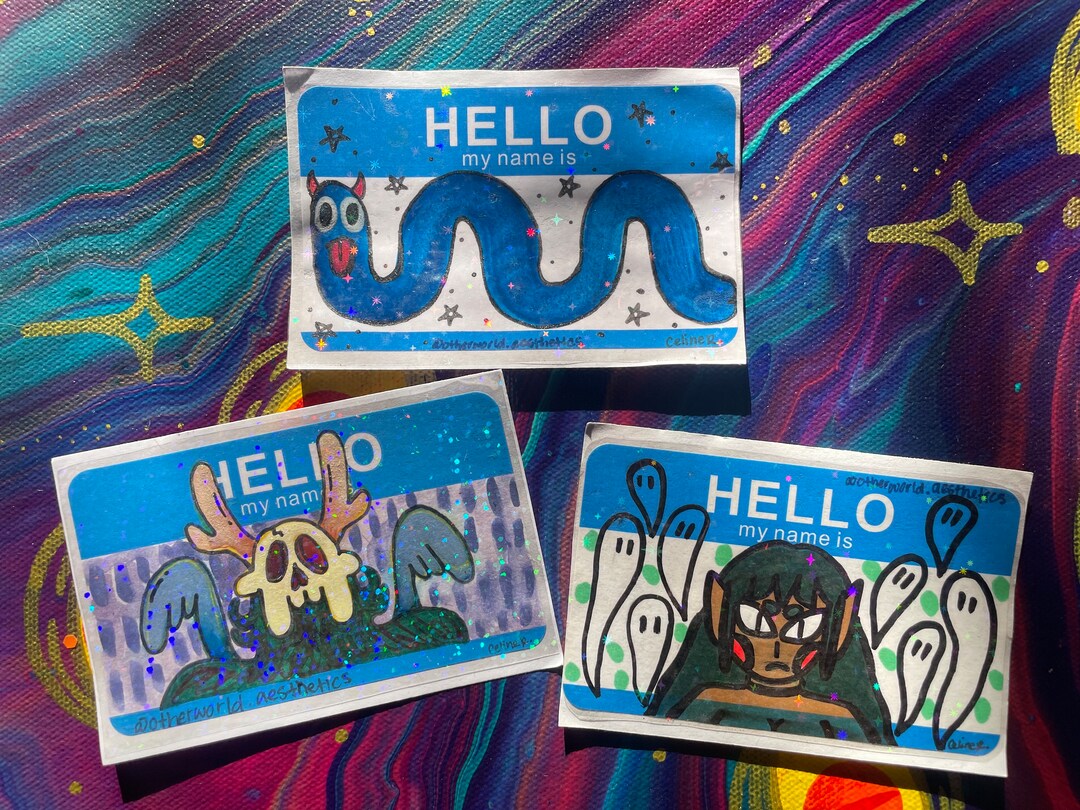 Holographic Hello Sticker Set 2 | Handmade Sticker | Sticker Tagging - Etsy