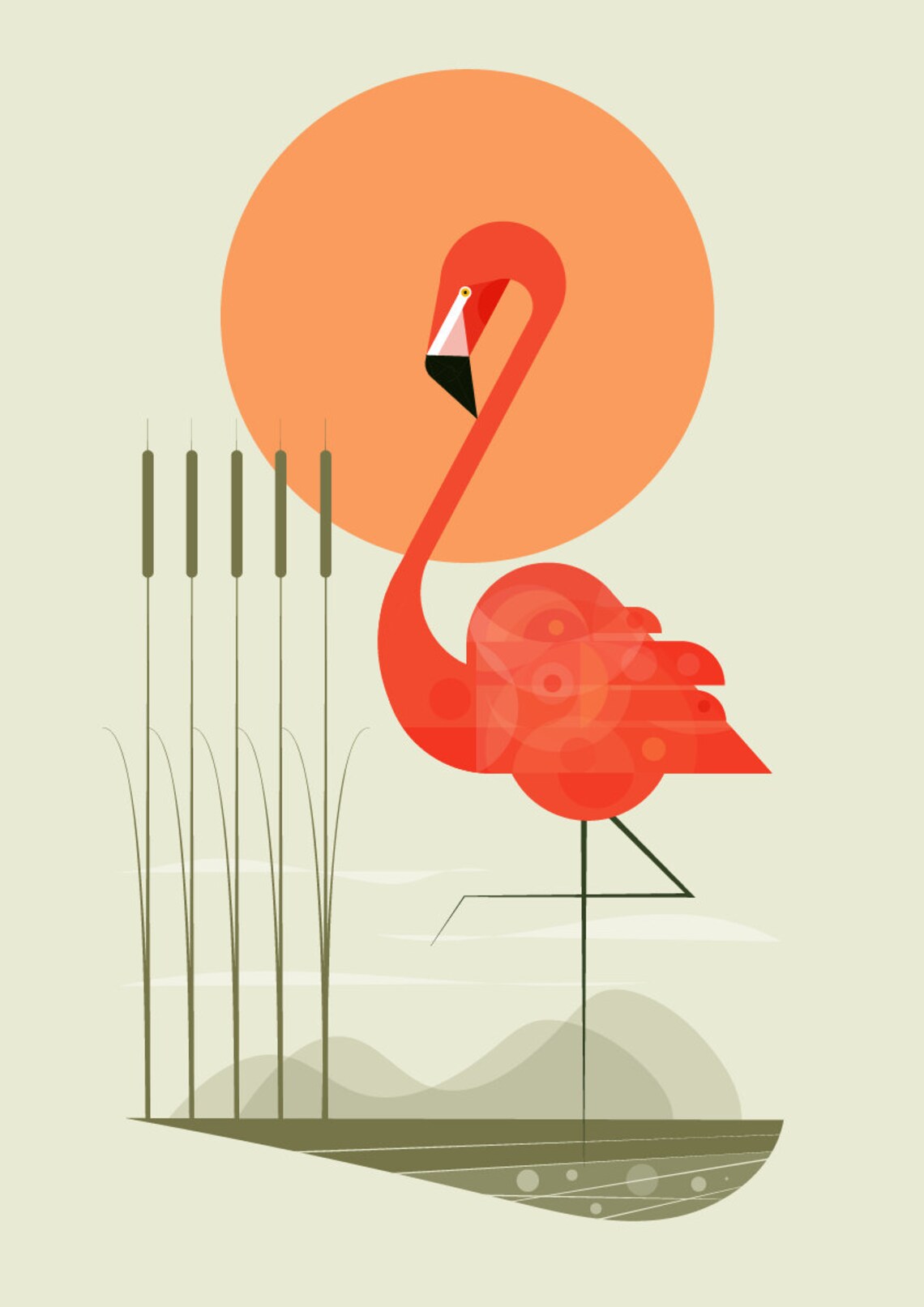 Flamingo in the Sun Illustration Print/poster Bird Art - Etsy