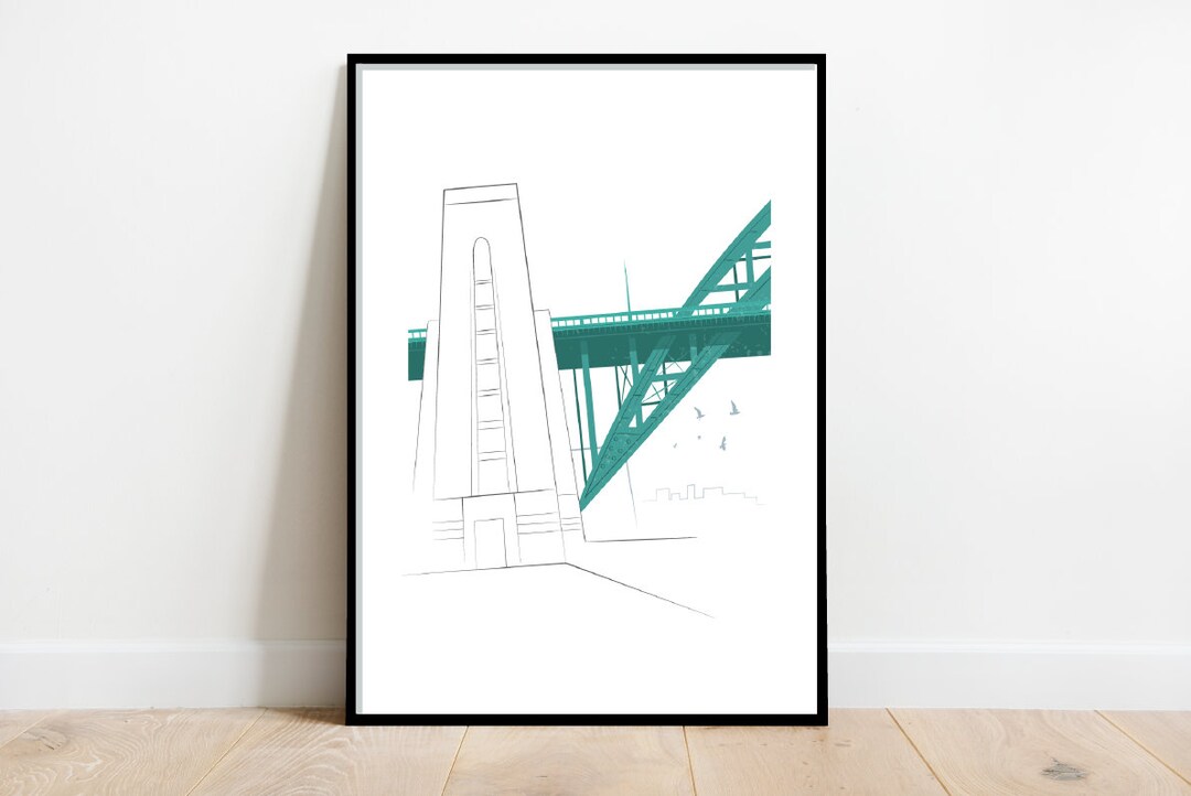 Tyne Bridge Illustration - Architecture Illustration, Mid Century ...
