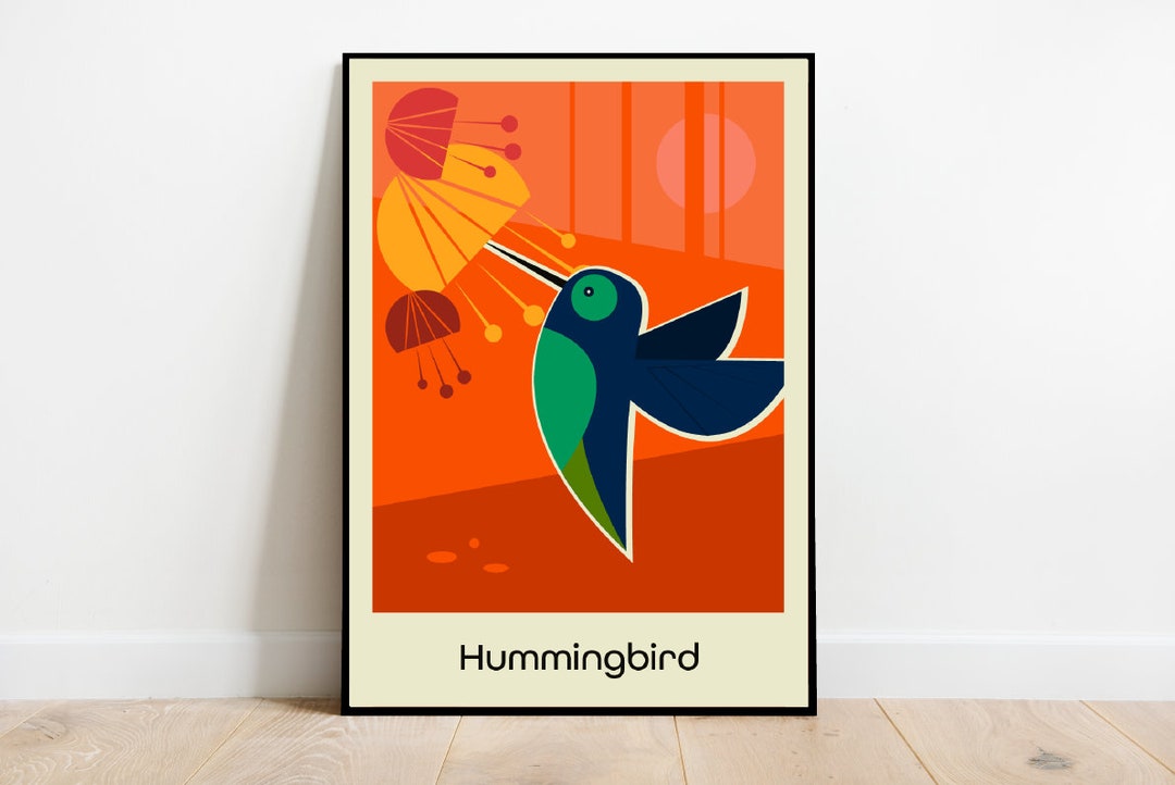 H for Hummingbird, Animal Alphabet Print Retro Midcentury 1960s ...