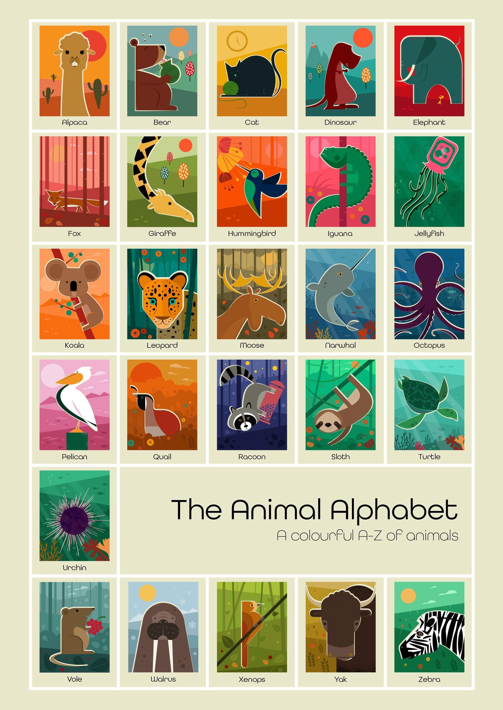 Bold, Colourful Retro inspired art prints — Mr Watson Design