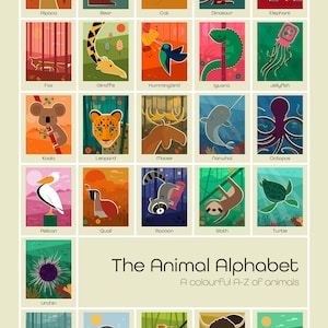 The Animal Alphabet A-Z of Animals Print Retro Midcentury | Etsy