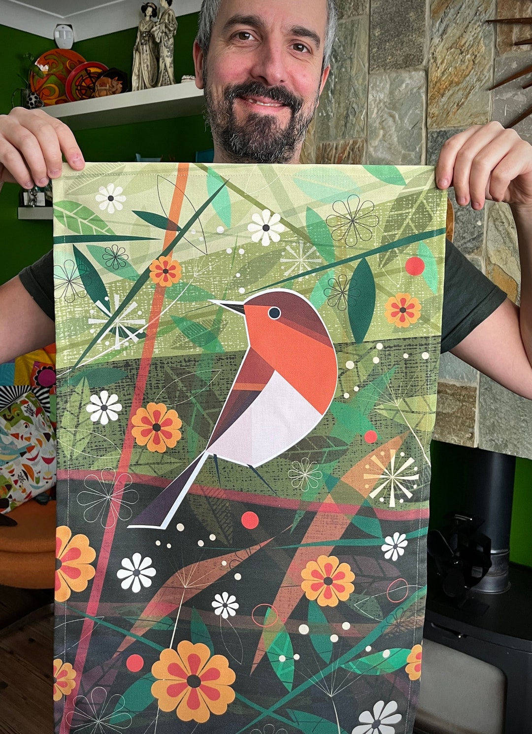 Robin in the Woods Tea Towel - Etsy