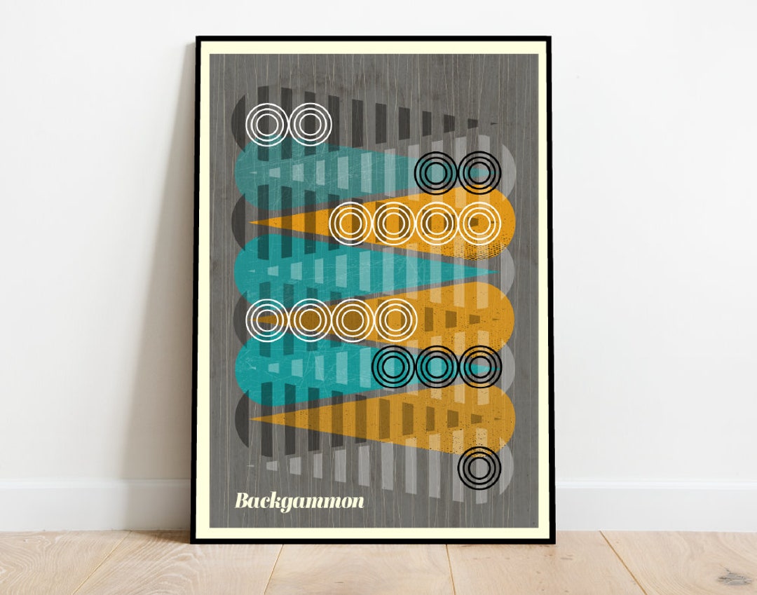 Backgammon Retro Board Game, Retro Midcentury 1960s Illustration Print ...
