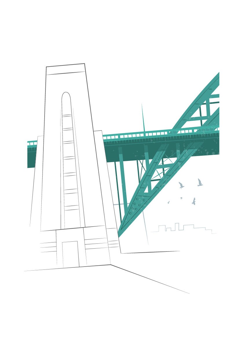 Tyne Bridge Illustration Architecture Illustration Mid - Etsy