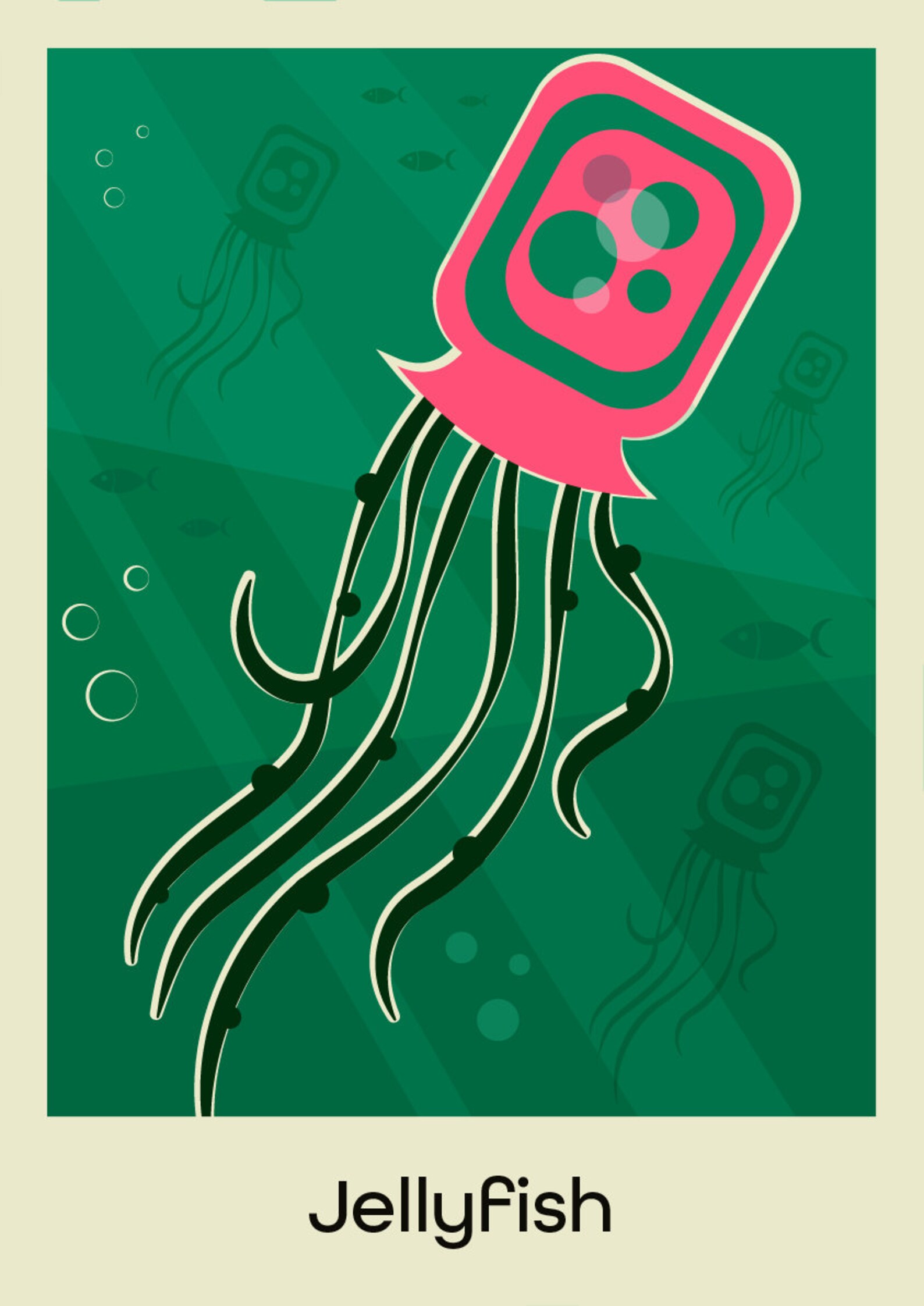 J for Jellyfish Animal Alphabet Print Retro Midcentury 1960s | Etsy