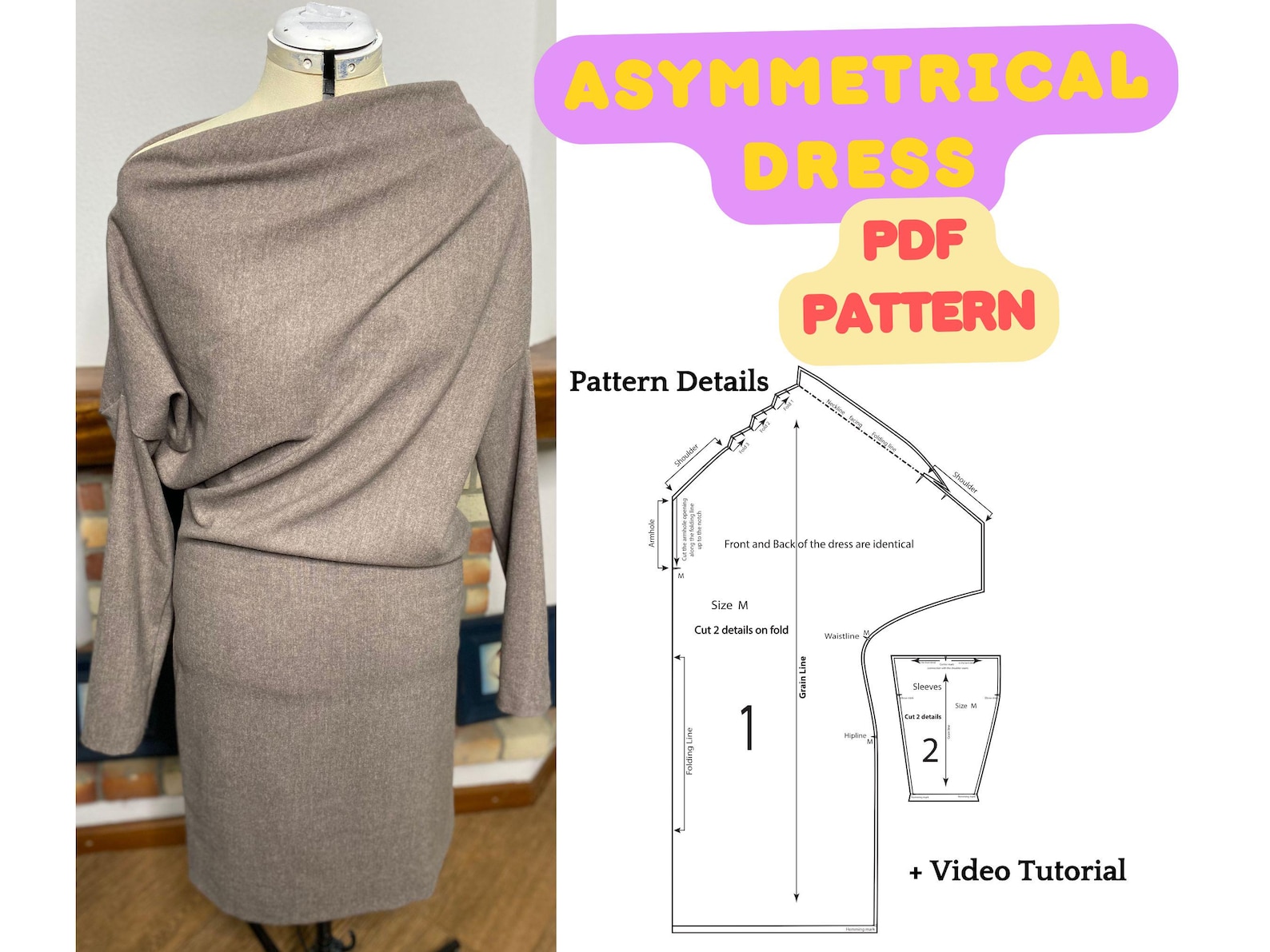 Printable PDF Sewing Pattern Easy Video Tutorial for Making an ...