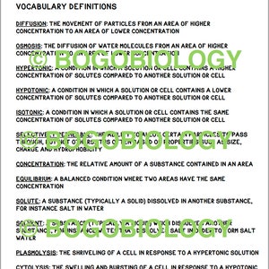 Hypertonic, Hypotonic and Isotonic Solutions Guided Notes - Etsy