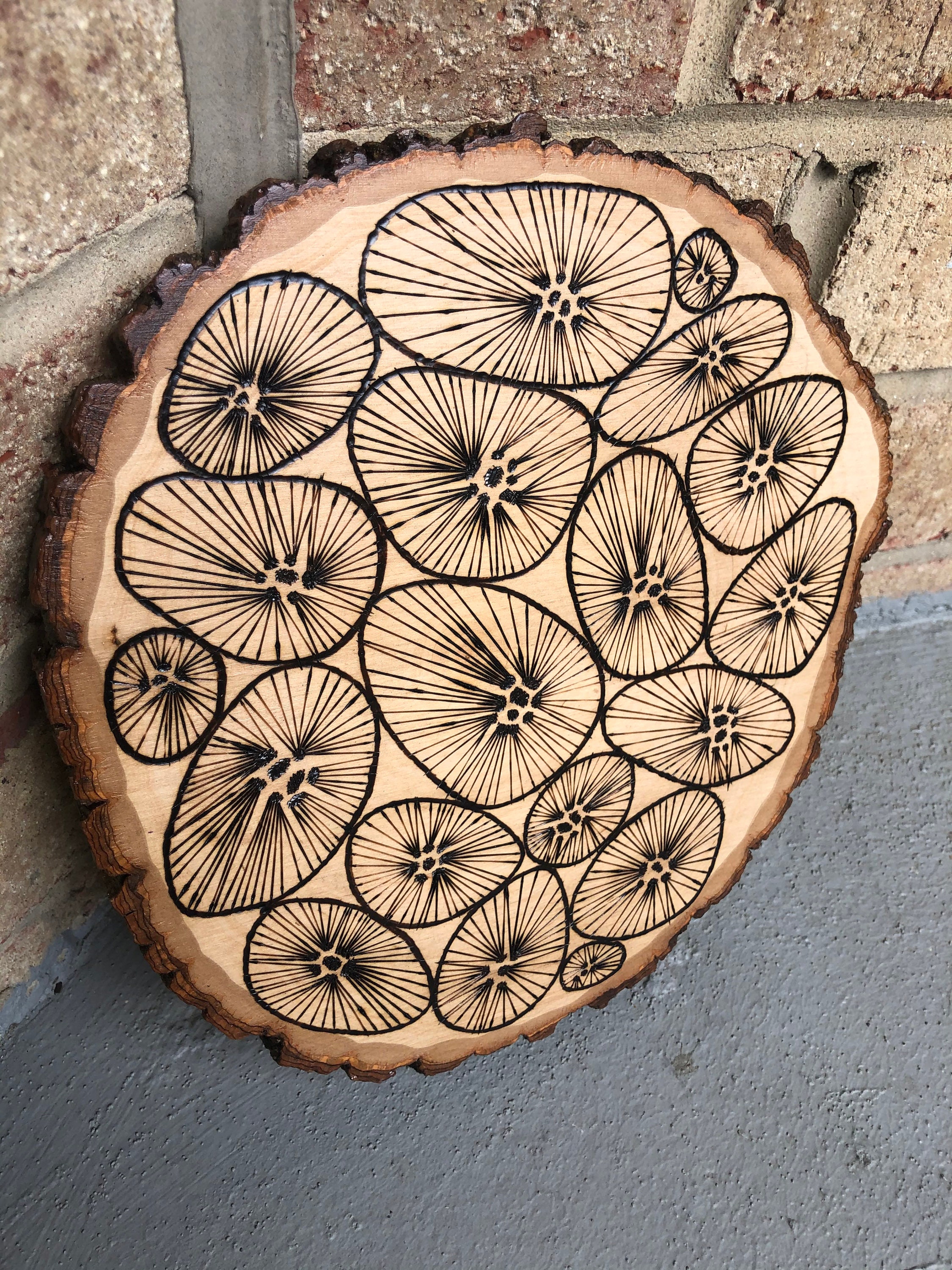 Pebble Burned Wood Slice - Etsy