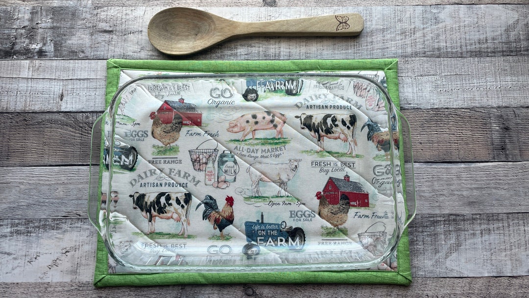 Quilted Hot Pad, Quilted Trivet, Farm Fresh, Large Hot Pad ...