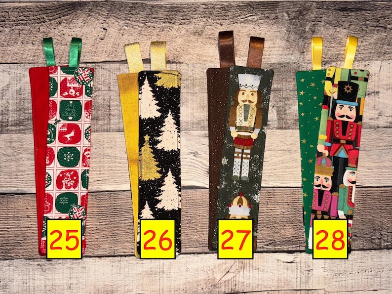 Christmas Bookmarks: Reversible Cotton, Handmade in USA, Holiday ...