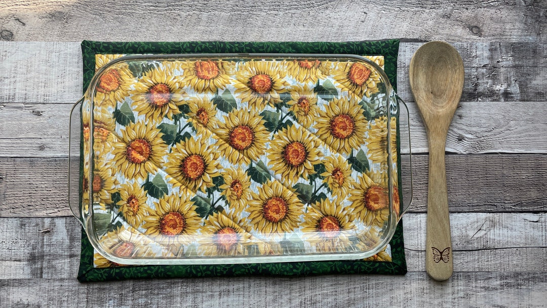 Sunflower Hot Pad, Quilted Trivet, Fall, Large Hot Pad, Housewarming ...