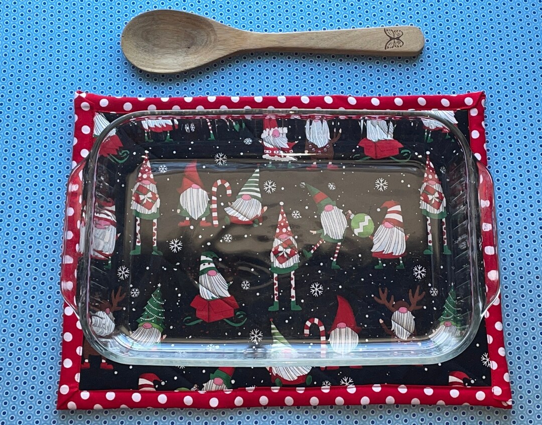 Christmas Gnome Hot Pad, Quilted Trivet, Large Hot Pad, Peppermint ...