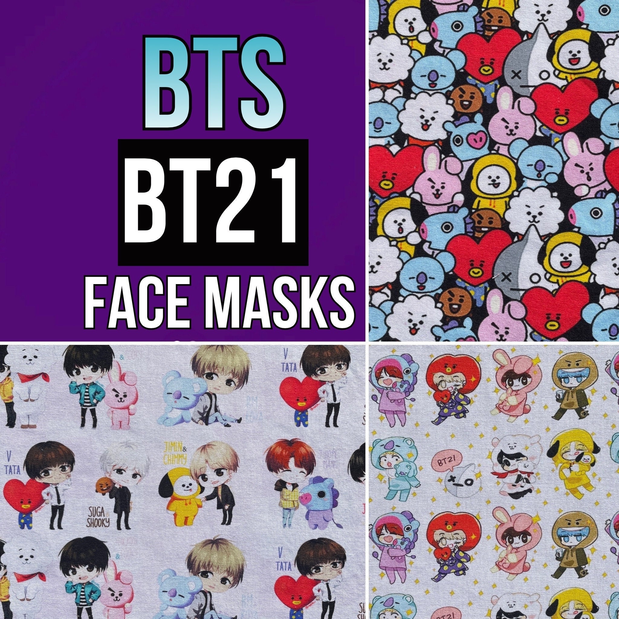BTS Face Mask BT21 Face Mask BTS Army Mask Kpop Mask - Etsy