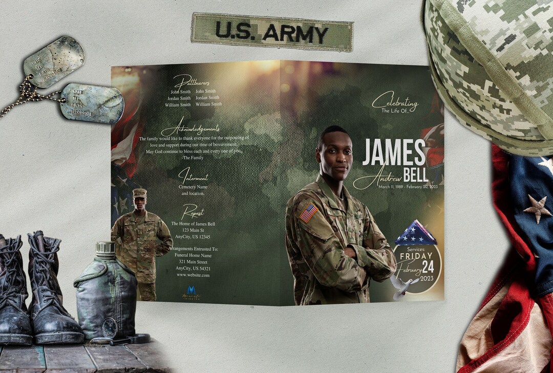 17x11 Large Bifold | Salute to Service- Army Funeral Program ...