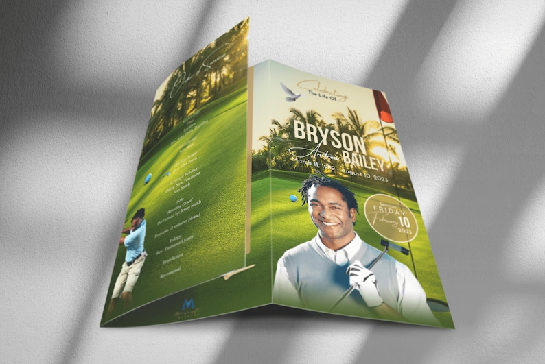Golf Theme Funeral Program: Celebration of Life, Memorial (digital ...