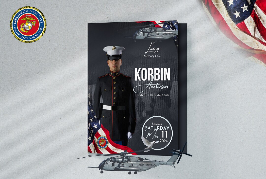 17x11 Large Bifold Salute to Service Marines Funeral Program ...