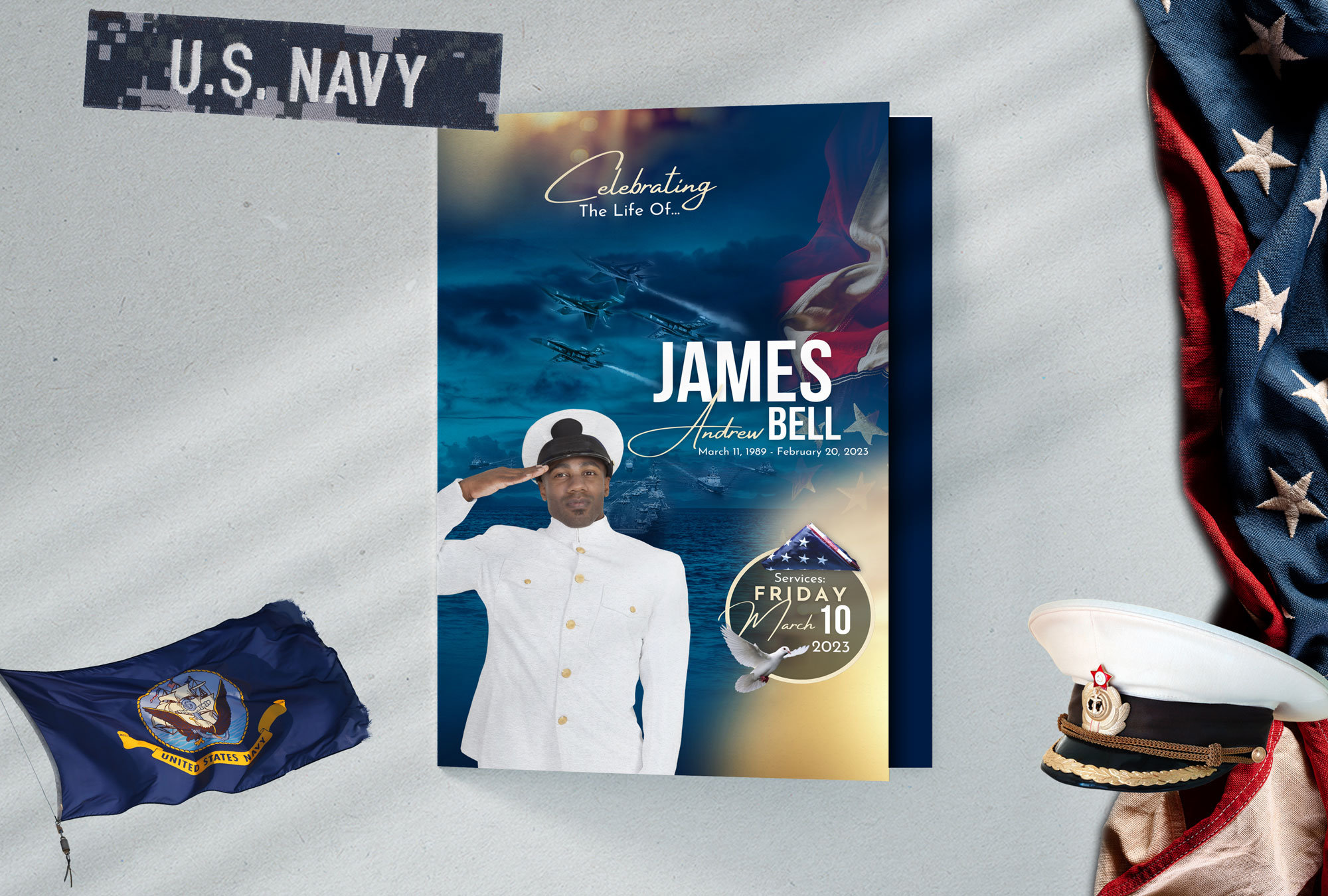 Navy Funeral Program Template: Sailor's Farewell, Celebration of Life ...