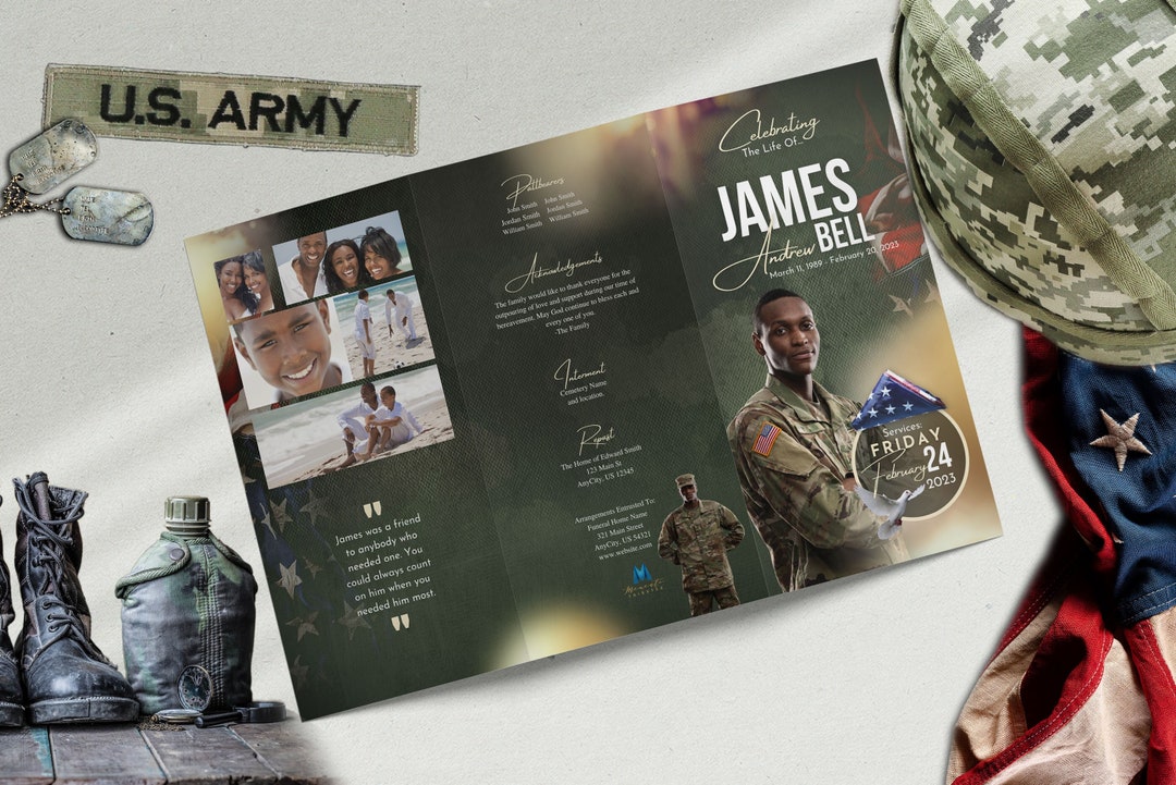 Army Funeral Program Template: Military Veteran Celebration of Life ...
