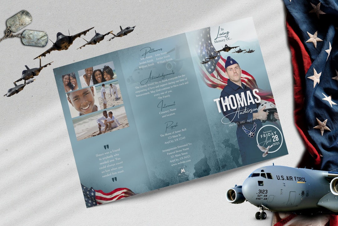 US Air Force Funeral Program: 'soaring Salute' Trifold Template ...