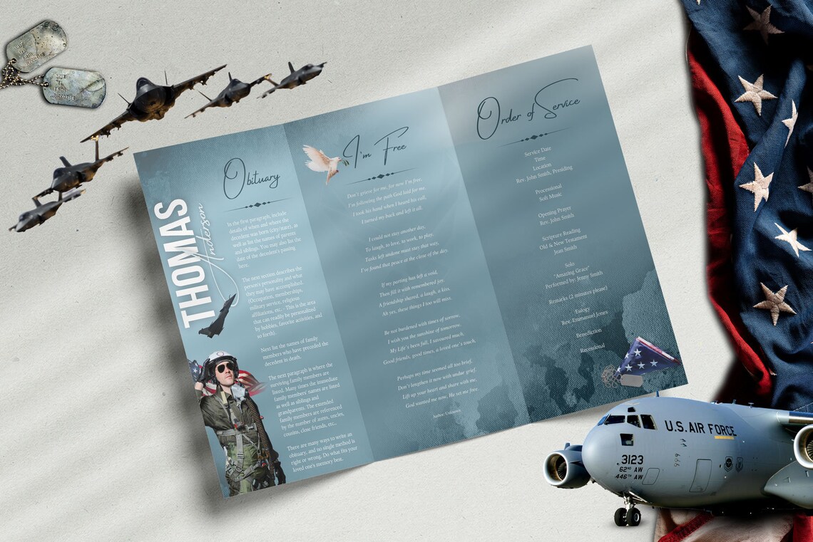 US Air Force Funeral Program: 'soaring Salute' Trifold Template ...